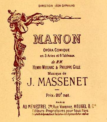 Argumento de la ópera Manon de Jules Massenet